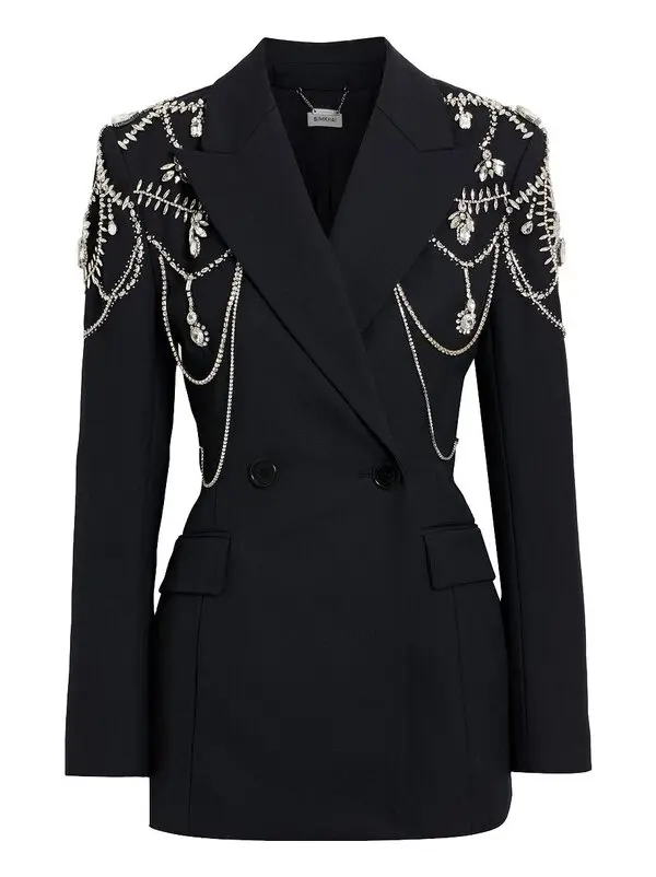 Simkhai Getty Crystal-embellished Wool-blend Twill Blazer - Black