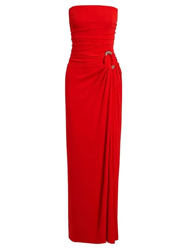 Simkhai Emma Strapless Embellished Jersey Gown - Red
