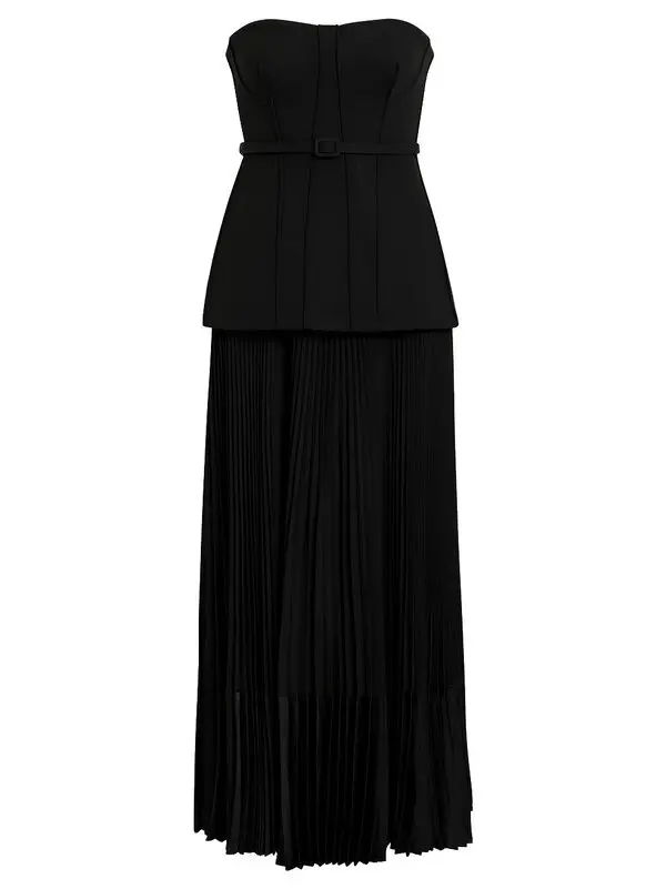 Simkhai Prisca Strapless Peplum Crepe Midi Dress - Black