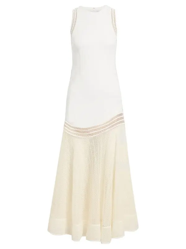 Simkhai Zakaria Mesh-paneled Crepe Maxi Dress - Ivory
