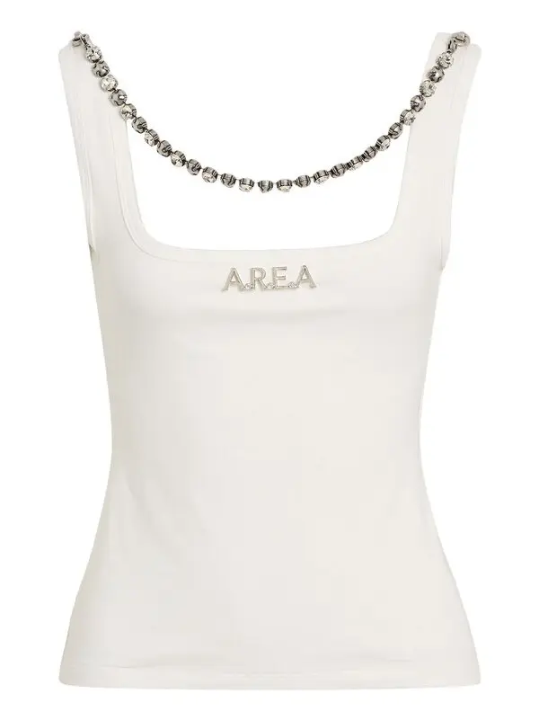 AREA Crystal-embellished Tank - White