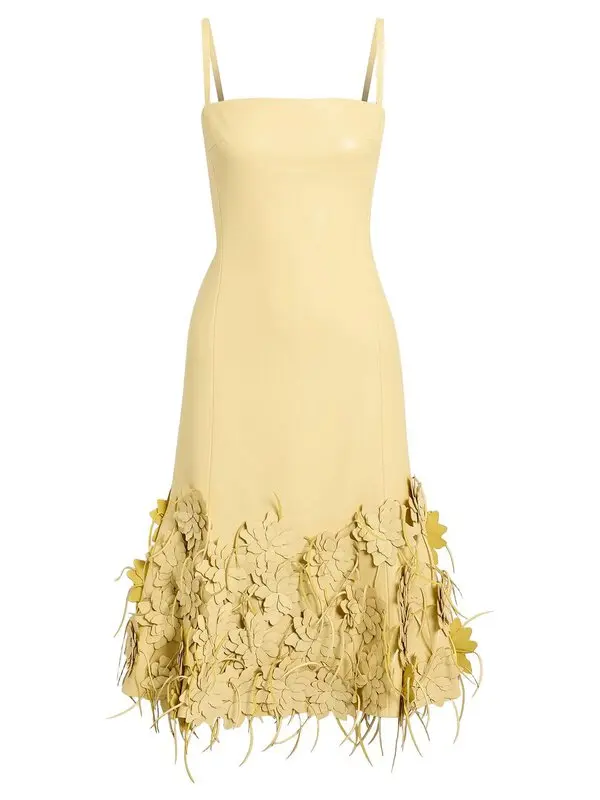 Simkhai Loulou Floral-appliquéd Midi Dress - Pastel Yellow