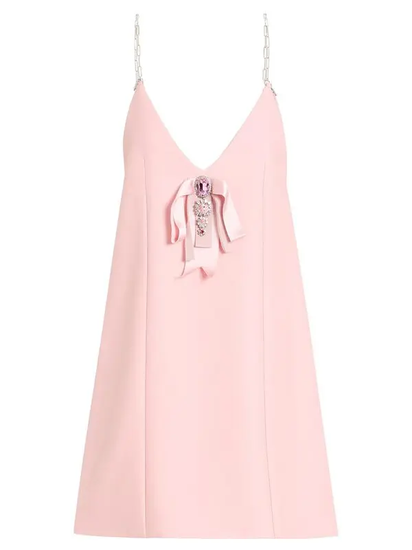 AREA Embellished Wool-crepe Mini Dress - Pastel Pink
