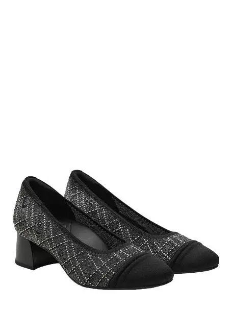 Vivaia Julie Arch Pro Chunky Heels - Black White Large Tweed