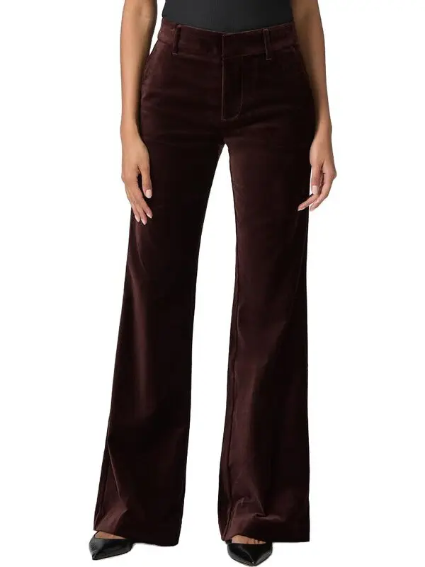 Paige Marlow High Waist Flare Velvet Trousers - Aubergine