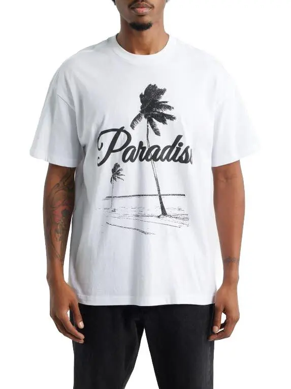 THE FORECAST AGENCY Paradise Palm Cotton Graphic T-shirt - White