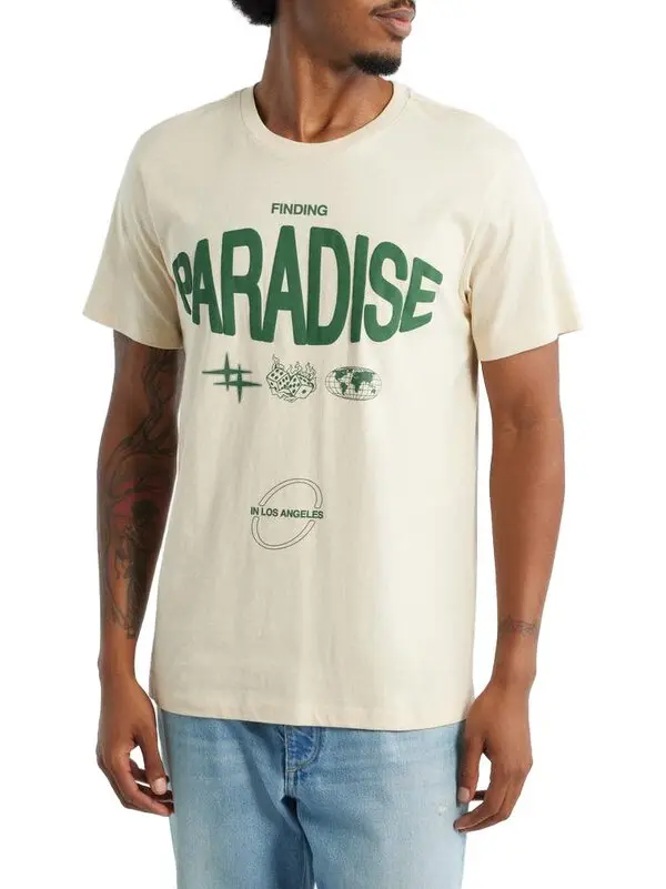 THE FORECAST AGENCY Finding Paradise Cotton Graphic T-shirt - Sand