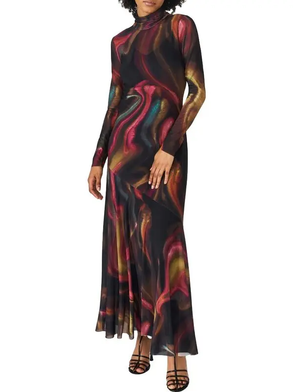 Steve Madden Vivara Printed Mesh Maxi Dress - Mystic Fade