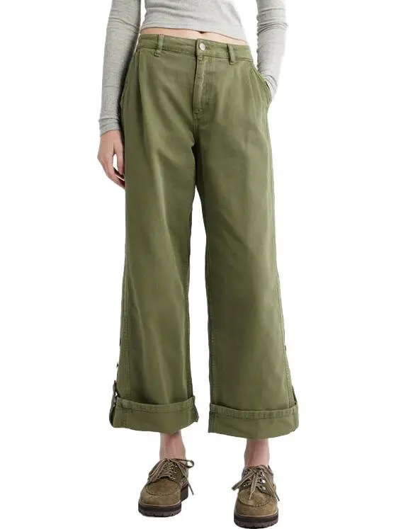 DAMSON MADDER Wylie Organic Cotton Wide-leg Jeans - Khaki