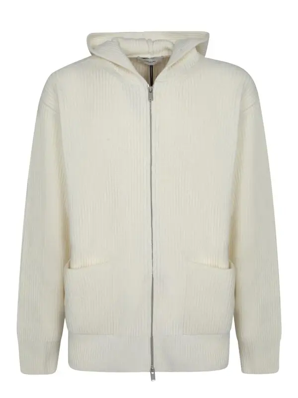 LARDINI Hooded Knitwear - White