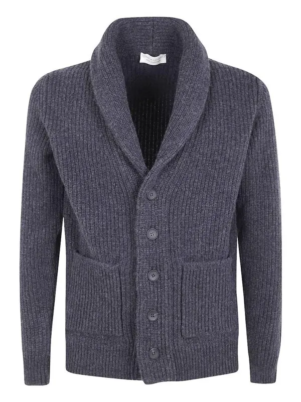 FILIPPO DE LAURENTIIS Shawl Collar Pocket Cardigan - Grey