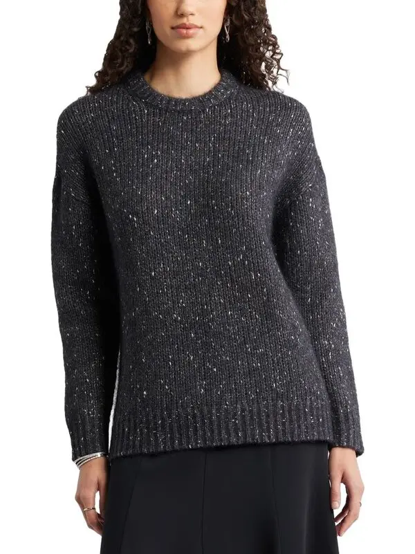 Nordstrom Metallic Crewneck Sweater - Grey Dark Heather Metallic