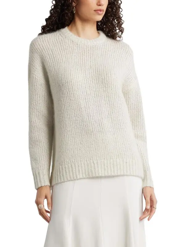 Nordstrom Metallic Crewneck Sweater - Ivory Metallic Marl