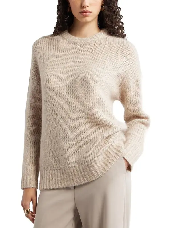 Nordstrom Metallic Crewneck Sweater - Tan Etherea Metallic Marl