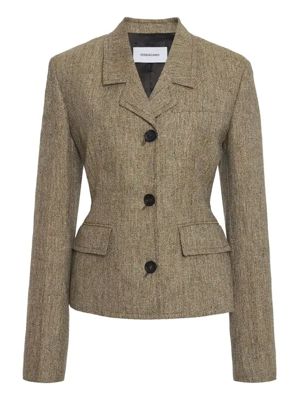 FERRAGAMO Tailored Linen Single-breasted Blazer - Multi