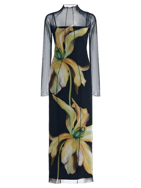 Significant Other Floral Mesh Midi Dress - Print
