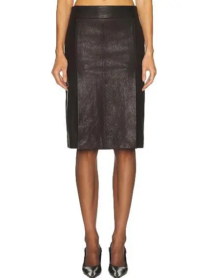 FERRAGAMO Leather Pencil Skirt - Expresso