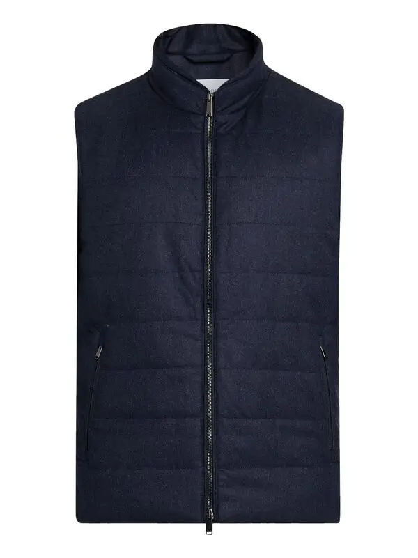 Eton Wool Padded Zip Vest - Navy