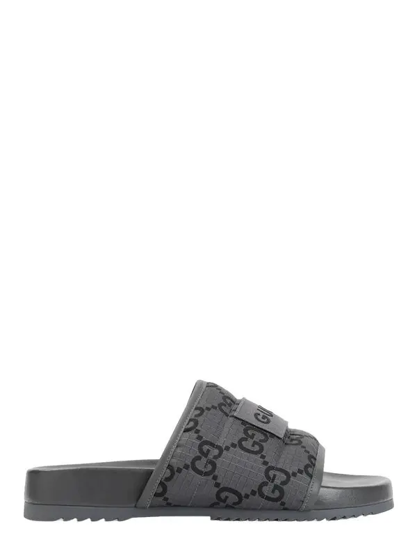 Gucci Gg Monogram Slide Sandal - Grey/black