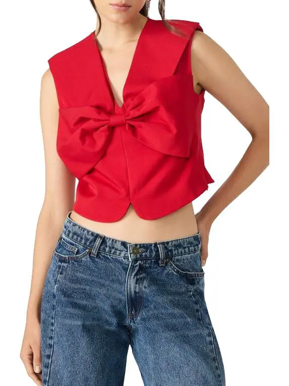 Steve Madden Ayanna Sleeveless Crop Top - Dark Red