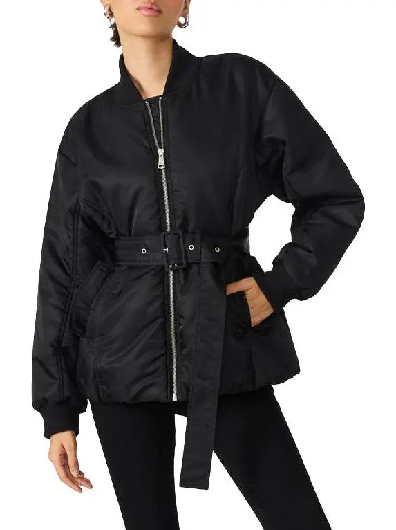 Steve Madden Eryn Belted Nylon Jacket - Black