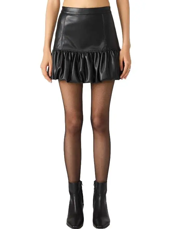 Steve Madden Annika Bubble Hem Faux Leather Mini Skirt - Black