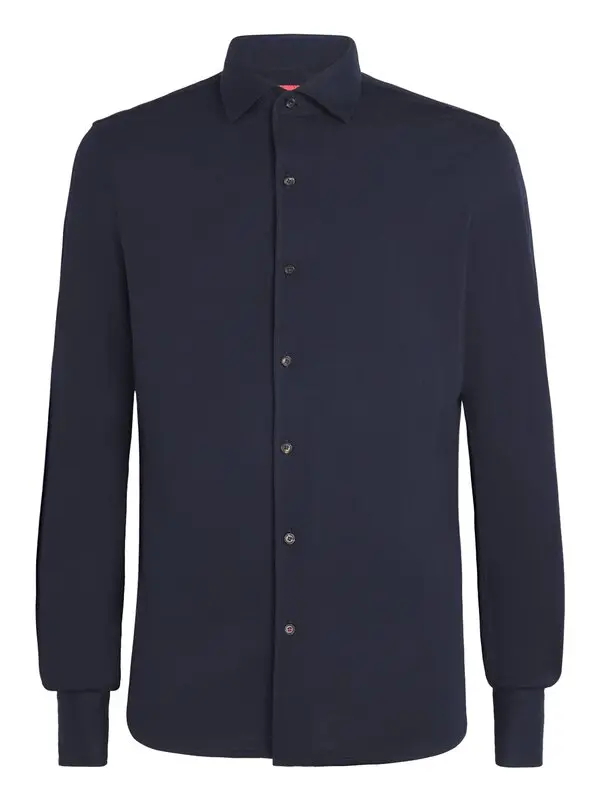 Isaia Cotton Jersey Sport Shirt - Navy