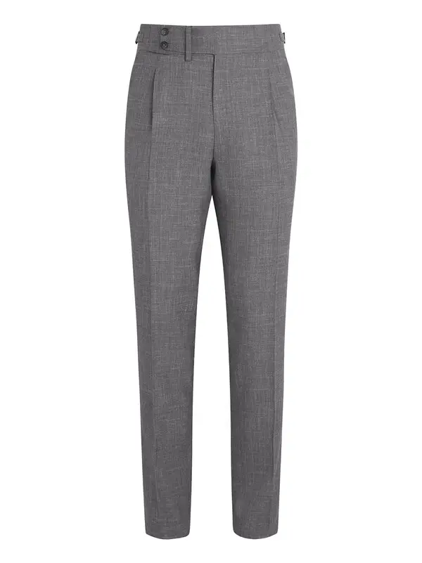 Isaia Wool-silk-linen Tailored Trousers - Grey