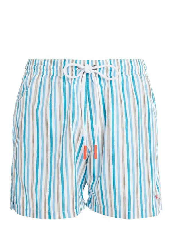 Isaia Stripe Print Swim Shorts - Blue
