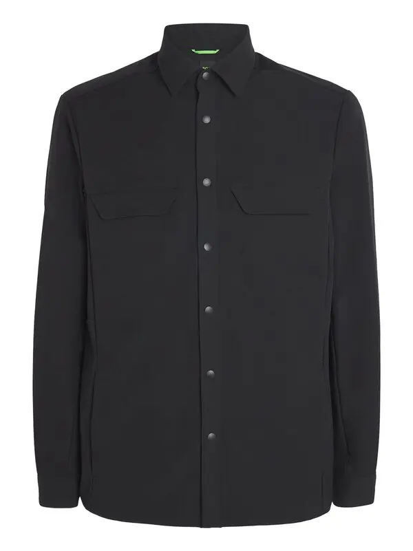 BOSS Stretch Gabardine Water-repellent Overshirt - Black