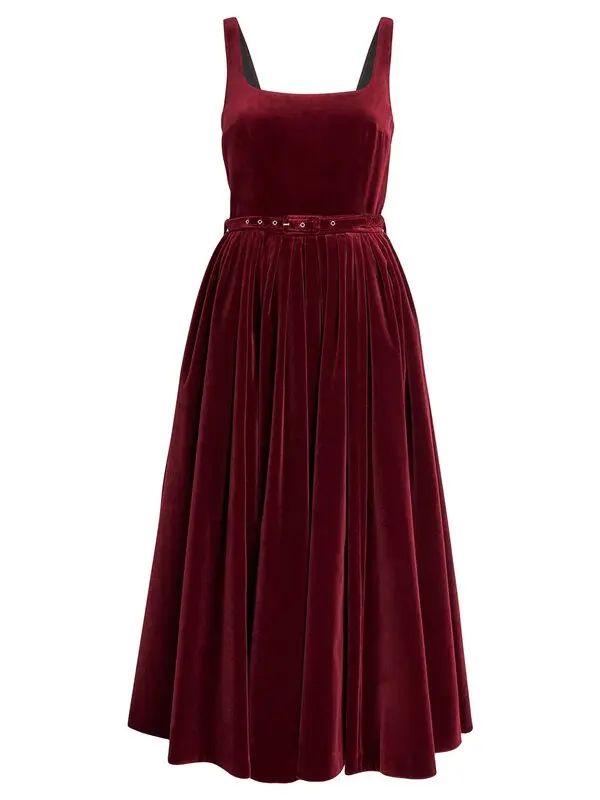 EMILIA WICKSTEAD Velvet Midi Dress - Burgundy