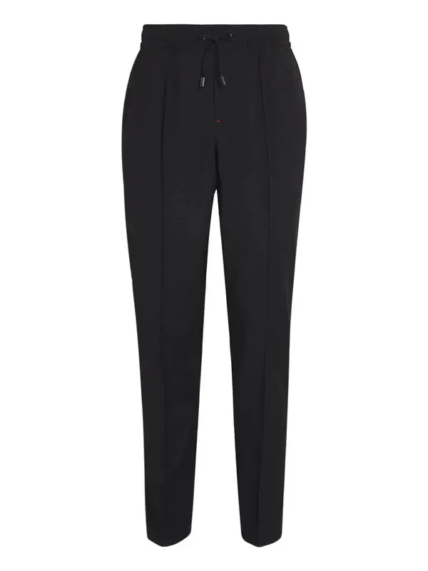 Isaia Wool-mohair Drawstring Trousers - Black