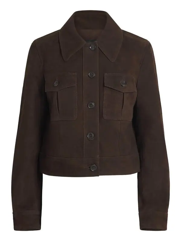 Paige Suede Feyd Leather Jacket - Brown