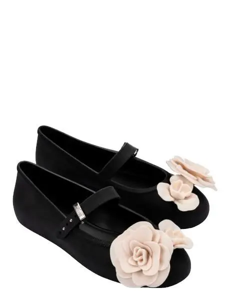 Melissa Soft Ballerina Petals Mary Jane Flat - Black
