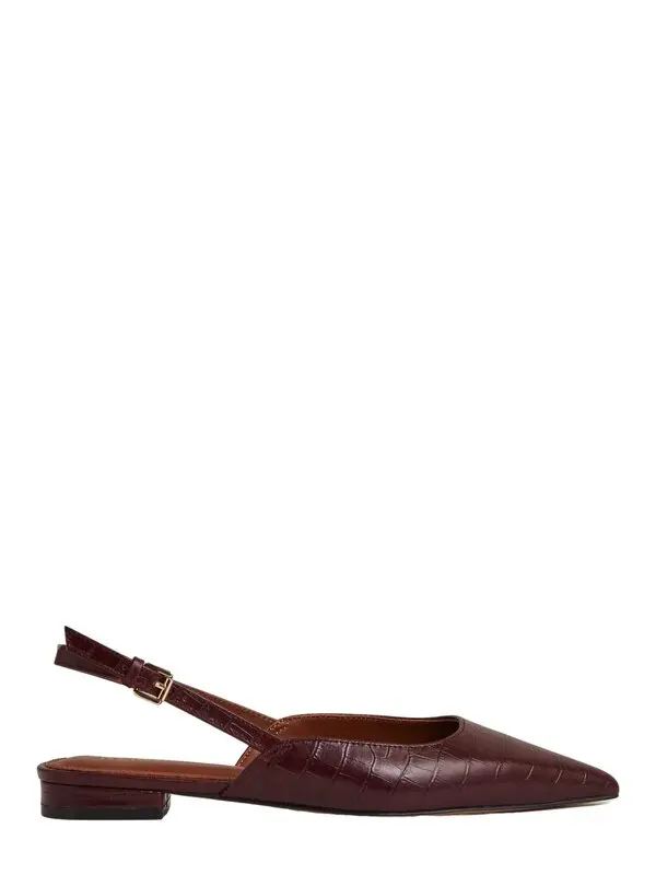 REISS Aubrey Leather Slingback Ballerinas - Dark Red