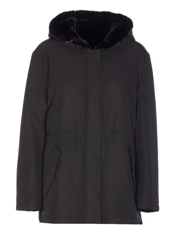 LOU ANDREA Reversible Jacket With Hood - Black