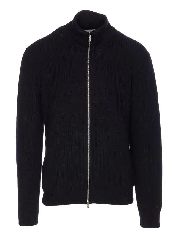 SEVEN GAUGE Knitted Zip Cardigan - Black