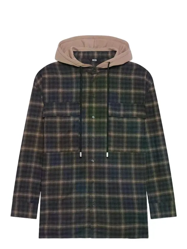 Gcds Check-pattern Shirt Jacket - Blue