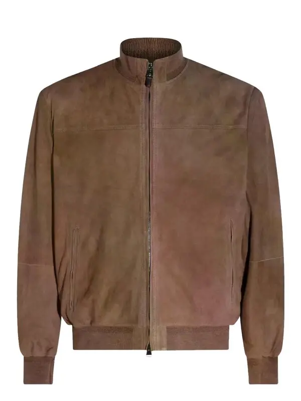 Canali Zip-up Suede Jacket - Brown