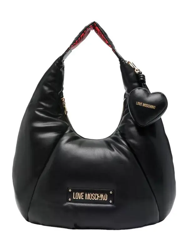 Moschino Puffy Shoulder Bag With Heart Charm - Black