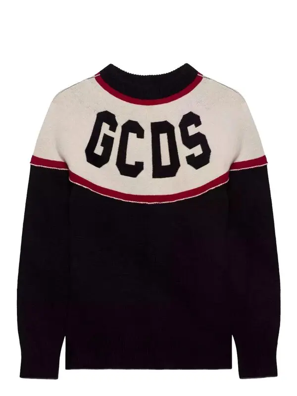 Gcds Logo-intarsia Sweater - Black