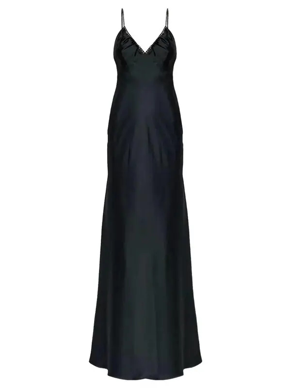 LoveShackFancy Mystara Embellished Strap Maxi Dress - Black