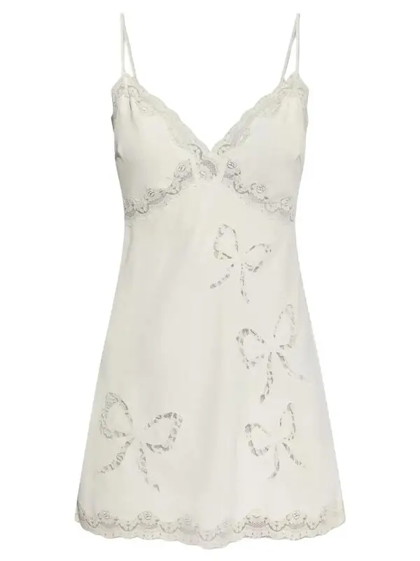 LoveShackFancy Cori Lace Bow Mini Dress - White