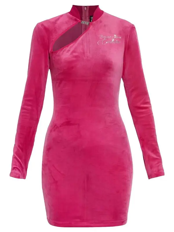 Versace Cut-out Long-sleeve Mini Dress - Pink