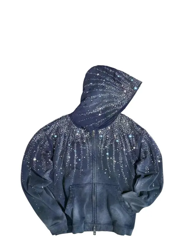 BIRTH OF ROYAL CHILD Diamond Embellished Hoodie - Blue
