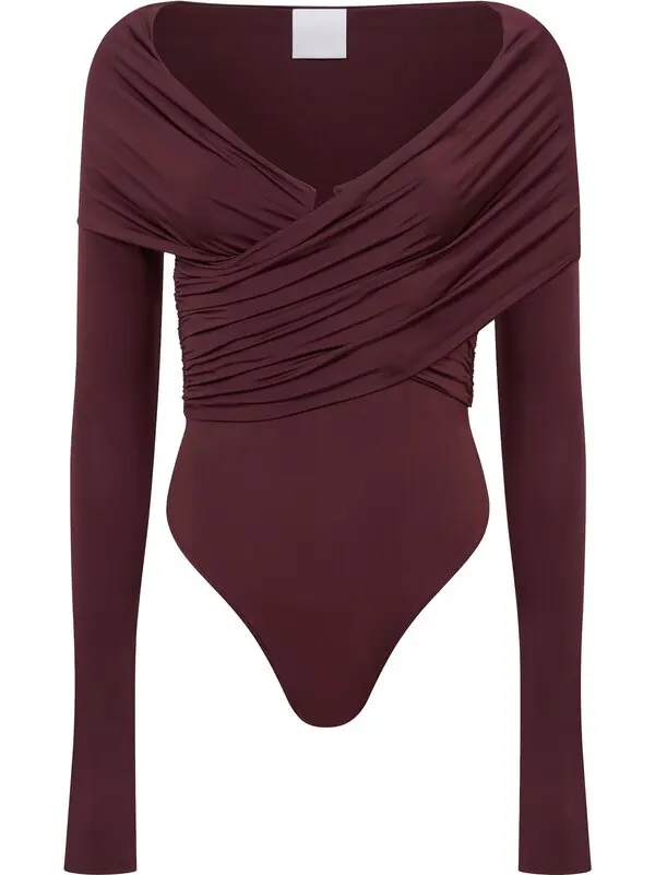 Paris Georgia Otto Cross Detailed Bodysuit - Burgundy