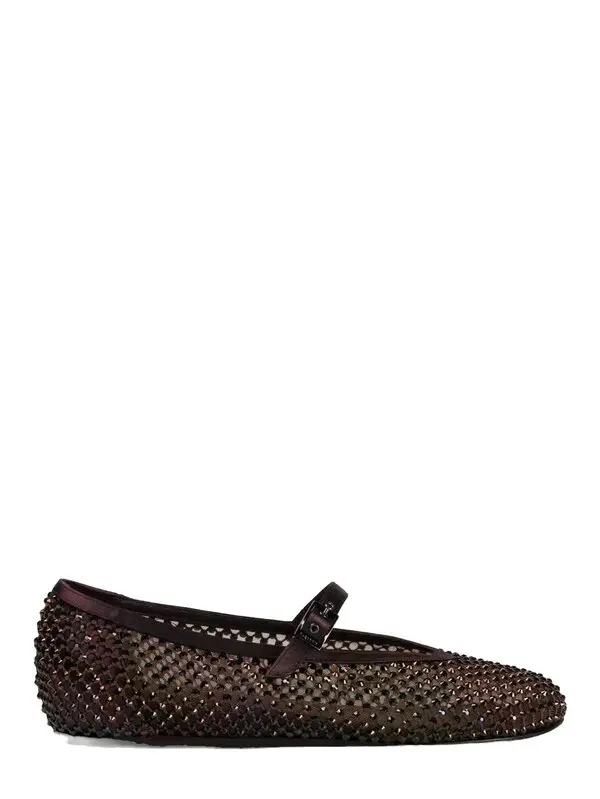 LE SILLA Gilda Embellished Mesh Flat Pumps - Brown