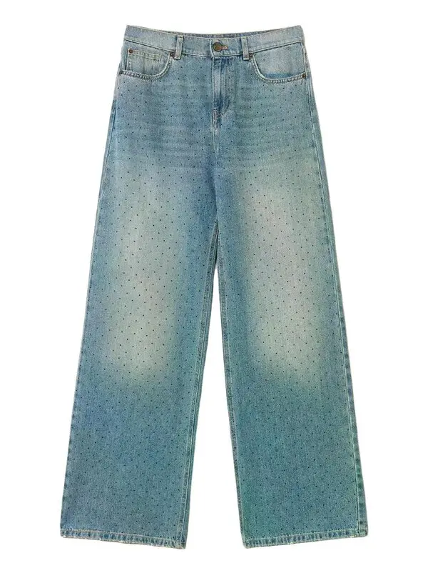TWINSET Rhinestone-embellished Straight Leg Jeans - Blue