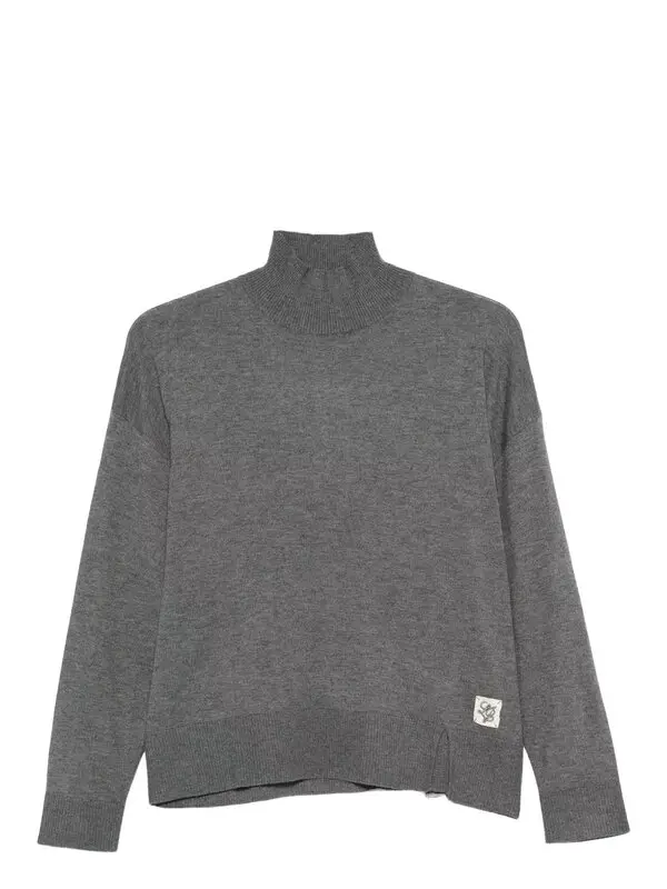 Liu Jo High-neck Sweater With Logo Patch - Grey