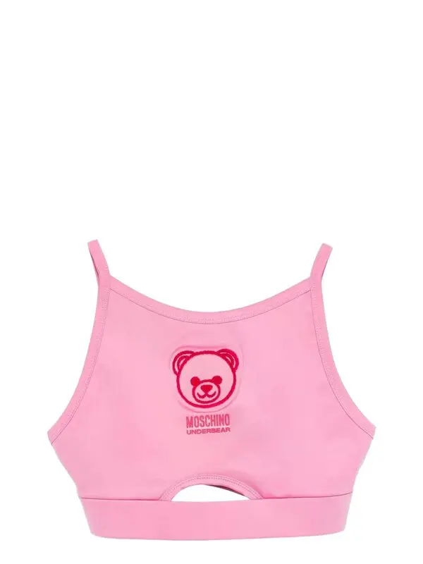 Moschino Teddy Bear-embroidered Bra - Pink